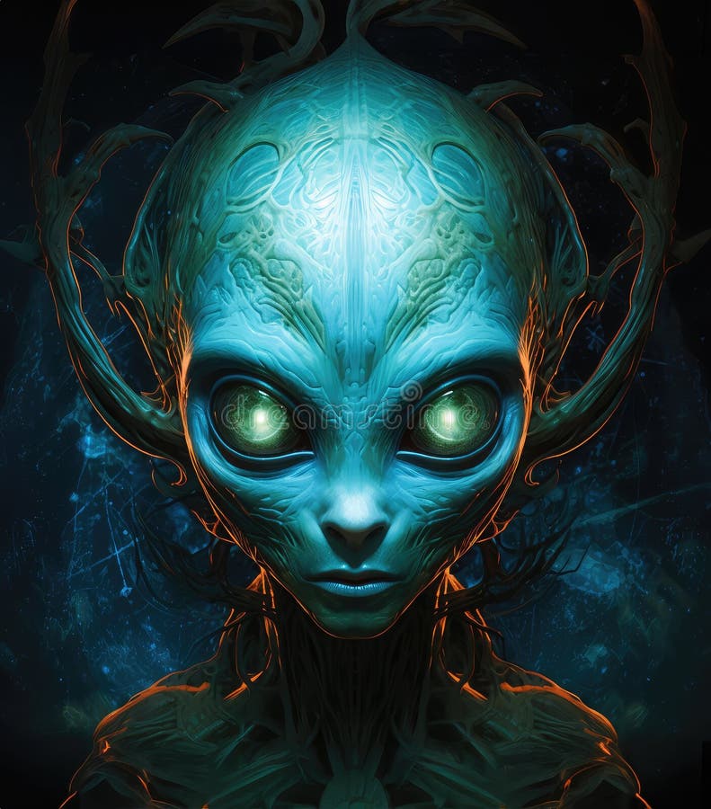 Portrait of a Humanoid Alien Creature Stock Illustration - Illustration ...