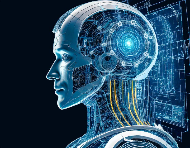 Portrait of a Humanoid Android Stock Illustration - Illustration of ...