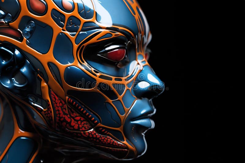 Portrait of a Humanoid Cyborg Robot with a Complex Skin and Body ...