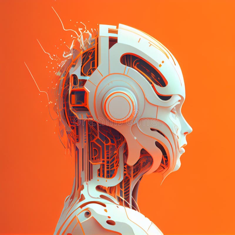 Portrait of a Humanoid Girl with Artificial Intelligence Processing ...