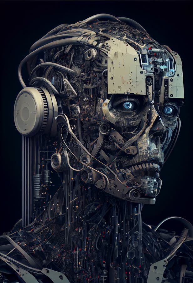 Portrait of Humanoid Robot, Artificial Inteligence, Futuristic Concept ...