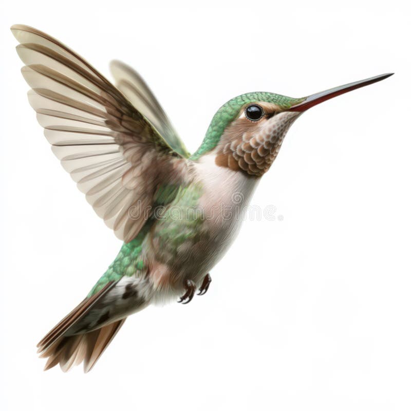 Portrait of a Hummingbird Isolated on White Background Stock ...