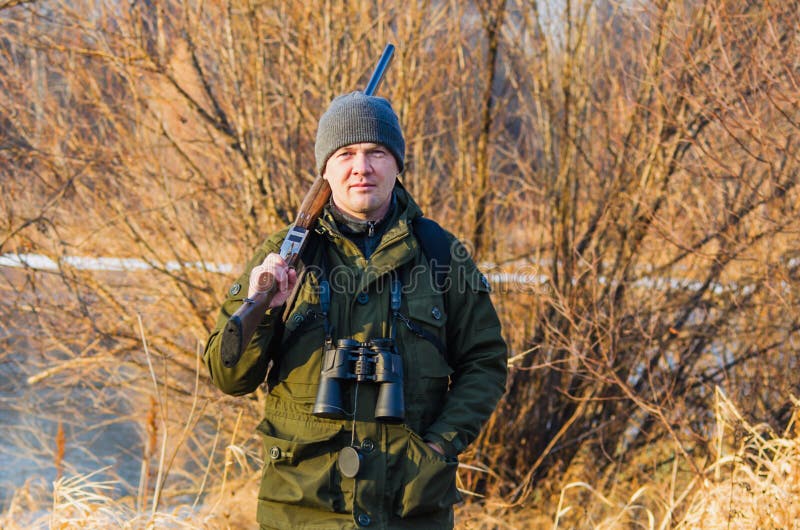 Portrait of the hunter stock photo. Image of hobby, landscape - 110697156