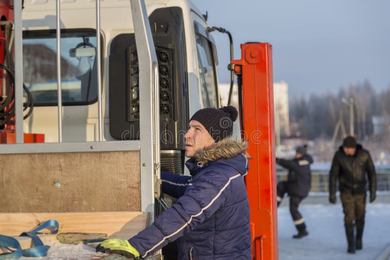 Portrait of a Hydraulic Crane Operating Worker Stock Photo - Image of ...