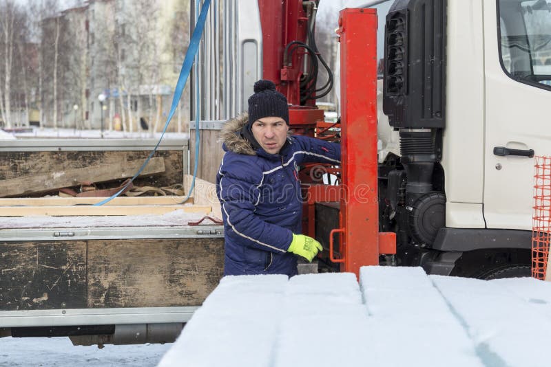 Portrait of a Hydraulic Crane Operating Worker Stock Photo - Image of ...