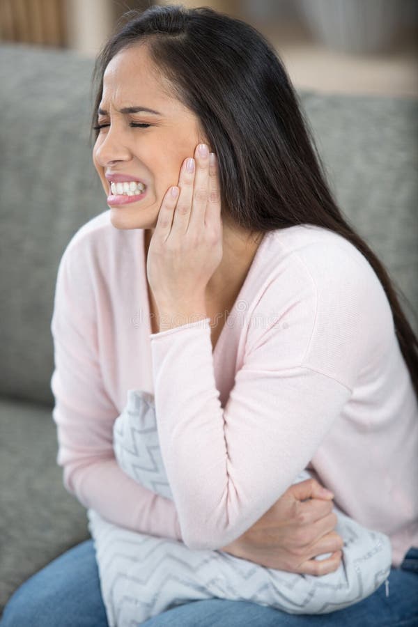 Portrait Ill Female with Toothache Stock Image - Image of negative ...