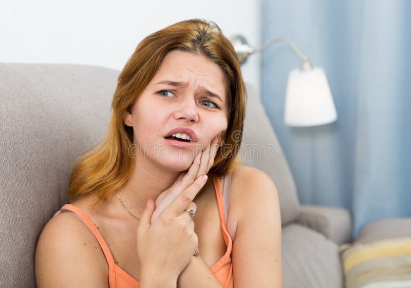 Portrait of Ill Female with Toothache Stock Image - Image of europen ...