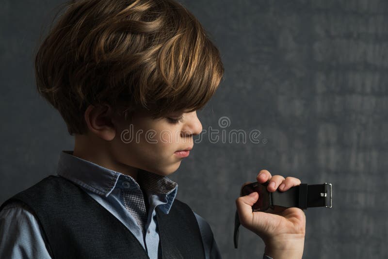 Portrait Image of a Little Boy with a Wrist Watch Stock Photo - Image ...