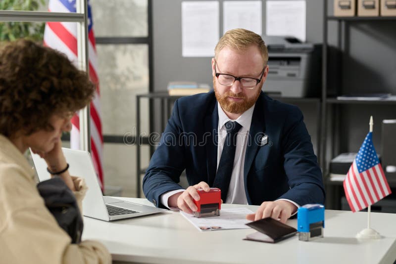 Portrait of Immigration Office Worker Stock Image - Image of interview ...