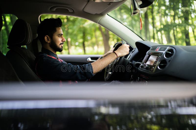 Portrait of Indian Handsome Man Driving a Car Stock Image - Image of ...