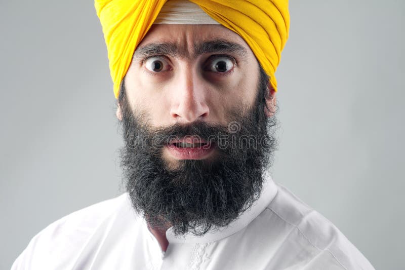 Portrait of Indian Sikh Man with Bushy Beard Stock Photo - Image of ...