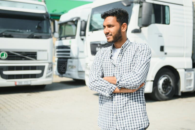 Portrait of a Indian Truck Driver. Stock Image - Image of goods, ethnic ...