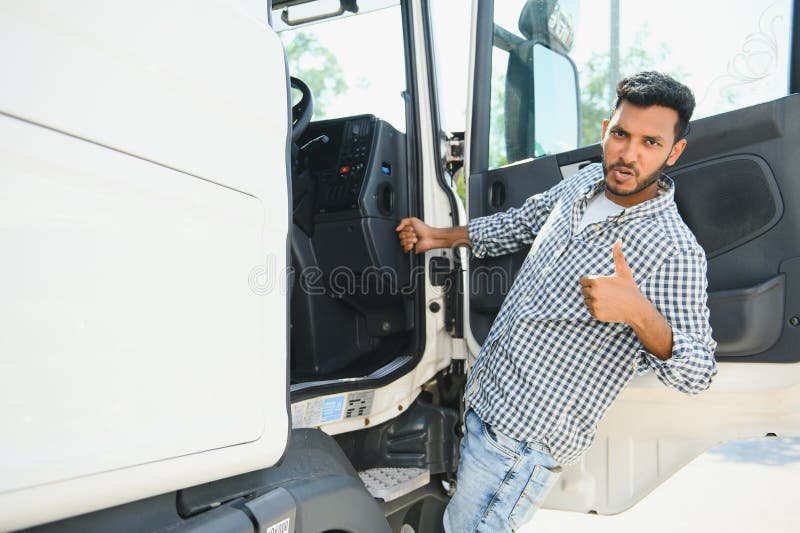 Portrait of a Indian Truck Driver. Stock Image - Image of busy, freight ...