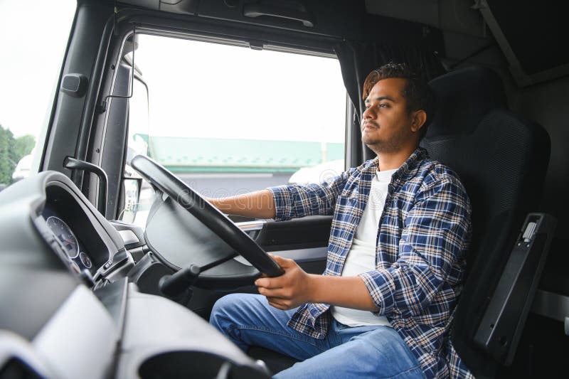 Portrait of a Indian Truck Driver Stock Photo - Image of city, highway ...