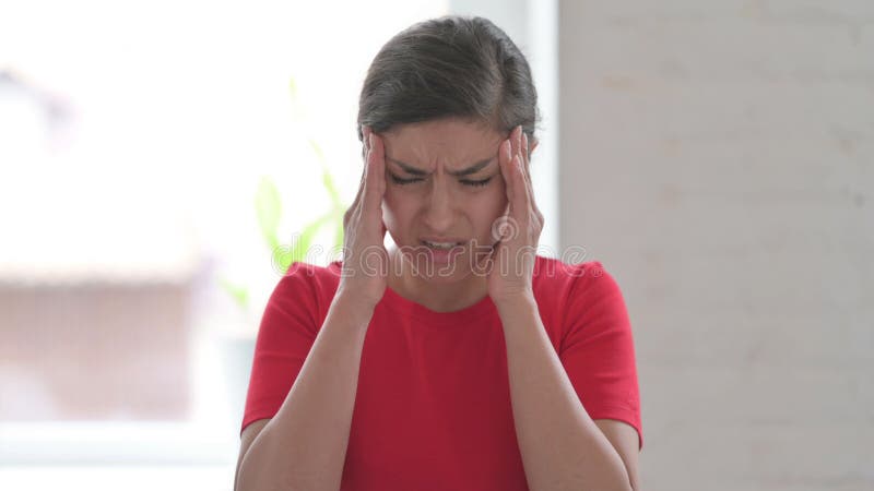 Portrait of Indian Woman Having Headache Stock Image - Image of working ...