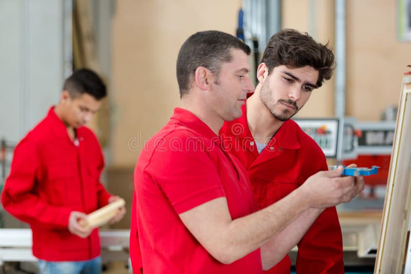 Portrait Industrial Wood Production Workers Stock Image - Image of ...