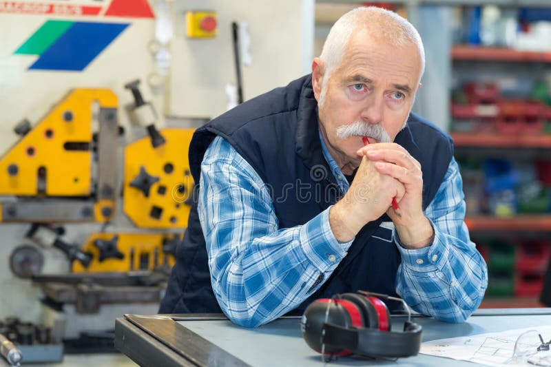 Portrait Industrial Worker Resting Stock Image - Image of male ...