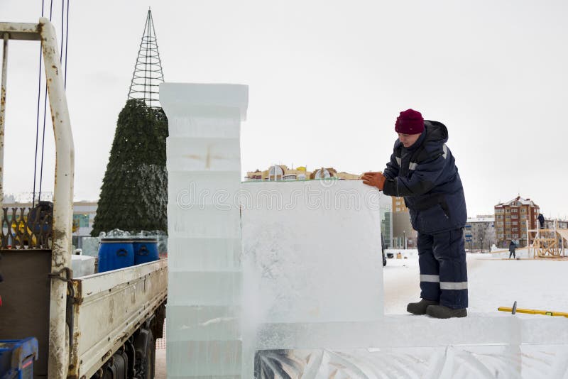 Portrait of an Installer at the Ice Panel Stock Photo - Image of ...