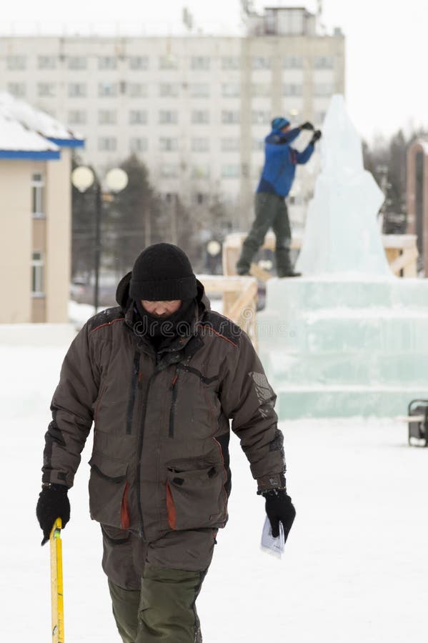 Portrait of an Installer with a Level in His Hands Stock Photo - Image ...