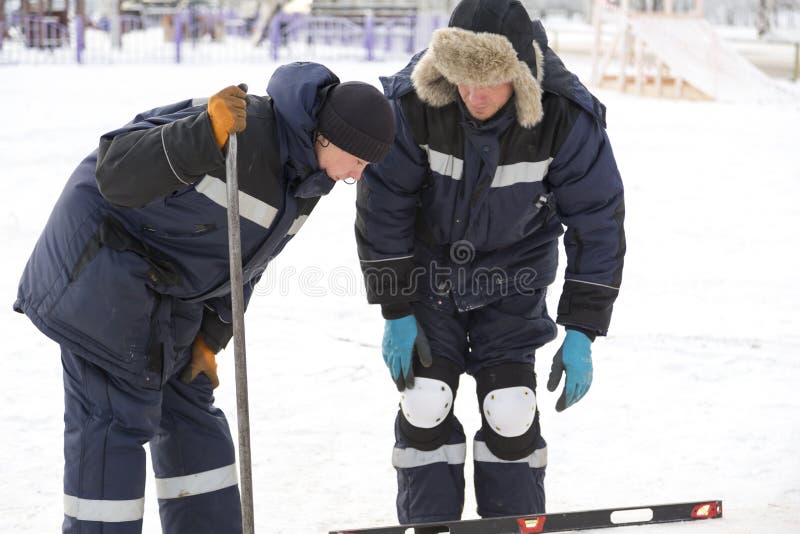 Portrait of Installers when Working with a Level Stock Photo - Image of ...
