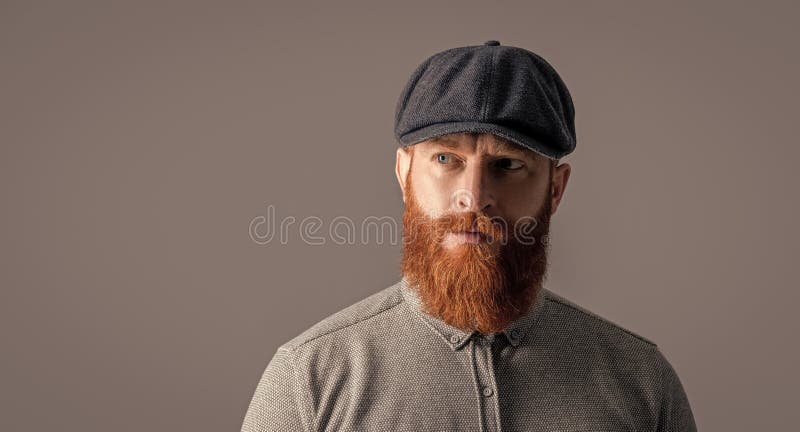 Portrait of Irish Guy Isolated on Grey. Bearded Guy with Serious Face ...