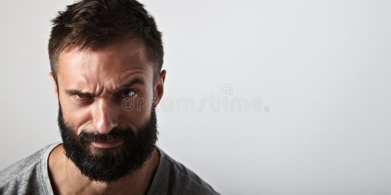 Portrait of an Ironic Bearded Man Stock Photo - Image of attractive ...
