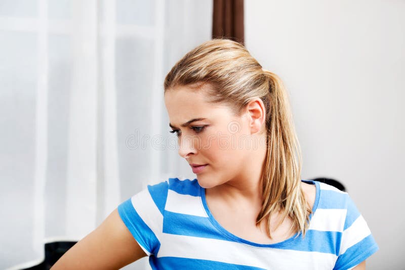 Portrait of Irritated Woman Looking Down Stock Photo - Image of ...