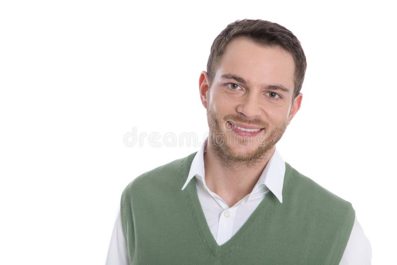 Portrait of Isolated Face of Smiling Man. Stock Image - Image of person ...