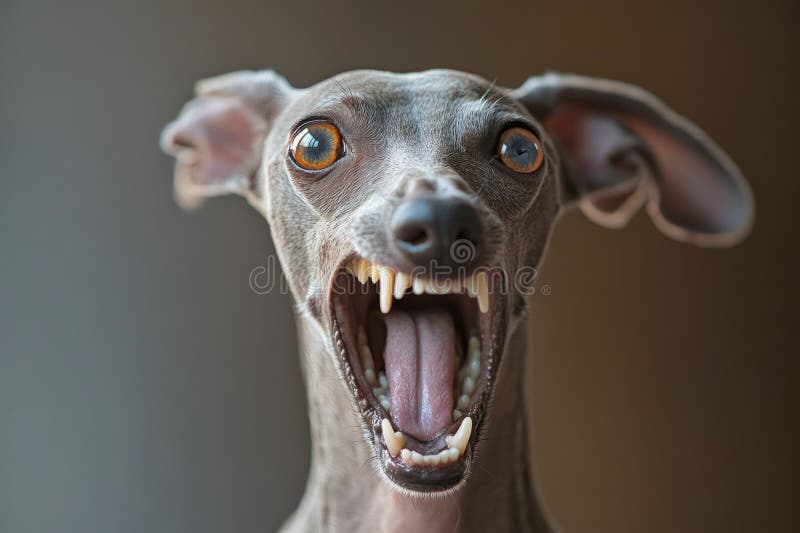Portrait of Italian Greyhound Snarling and Showing Teeth Editorial ...