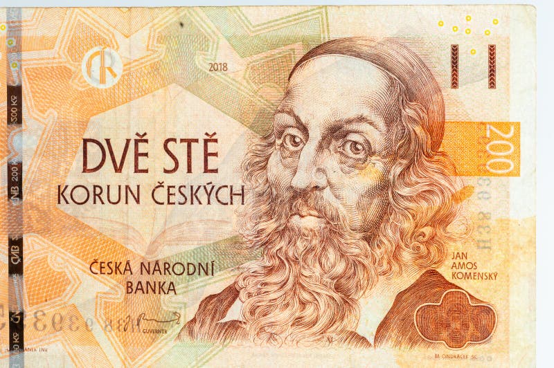 Portrait of Jan Amos Komensky on the 200 CZK Note Stock Image - Image ...