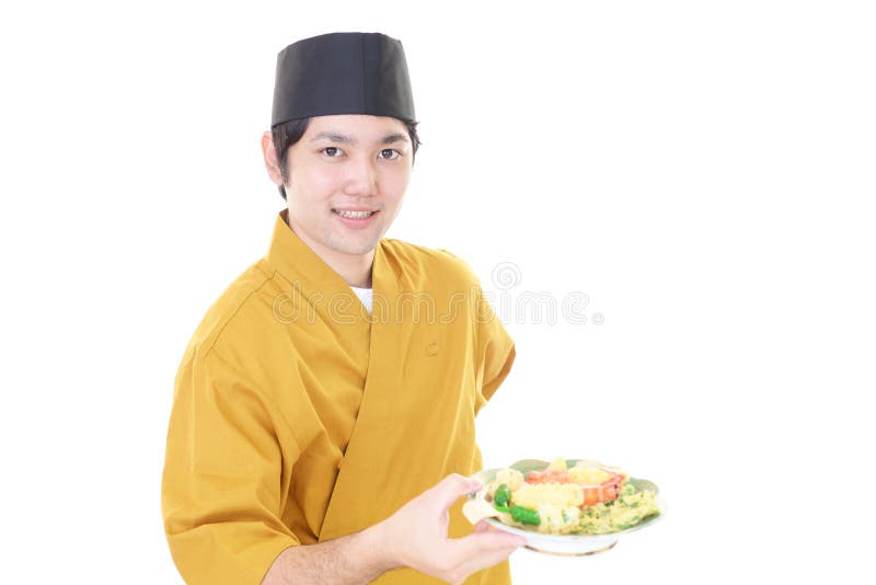 Smiling Japanese chef stock photo. Image of business - 126087836