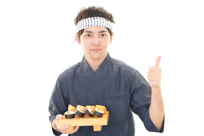 Smiling sushi chef stock image. Image of freshness, expression - 126087881