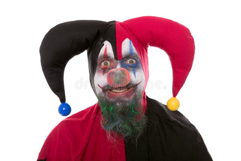 Portrait of a Jester, on White Stock Image - Image of fantasy, crazy ...