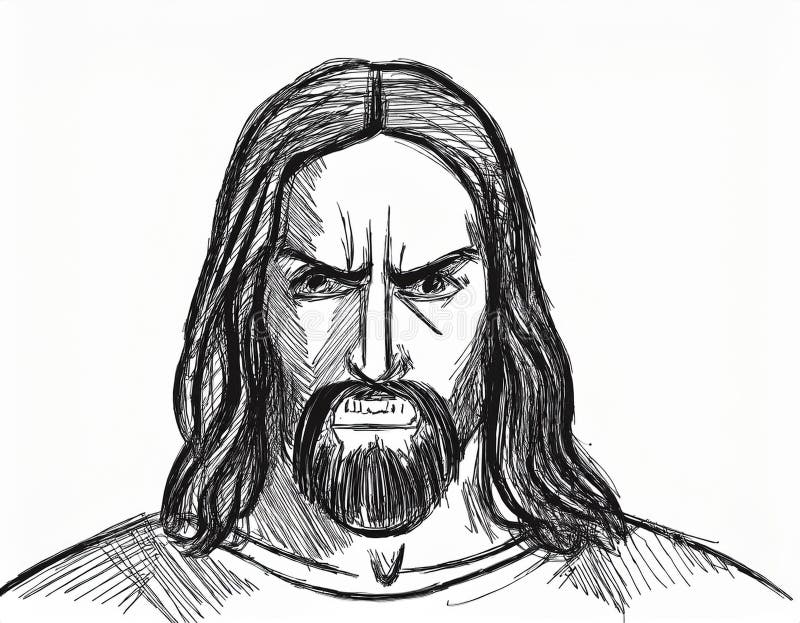 Portrait of Jesus Having Angry Expression Stock Photo - Image of ...