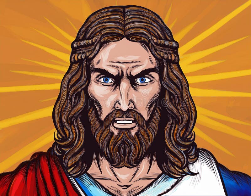 Portrait of Jesus Having Angry Expression Stock Image - Image of ...