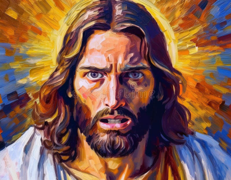 Portrait of Jesus Having Angry Expression Stock Photo - Image of ...