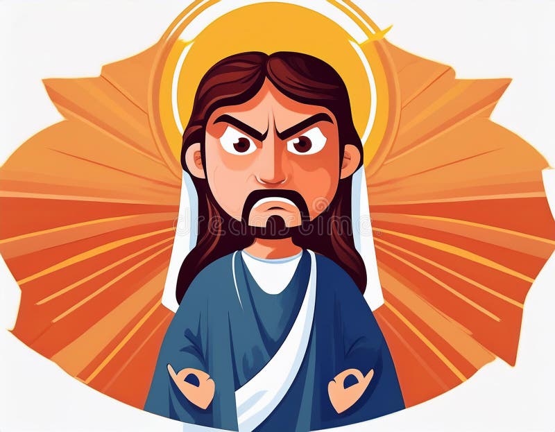Portrait of Jesus Having Angry Expression Stock Image - Image of ...