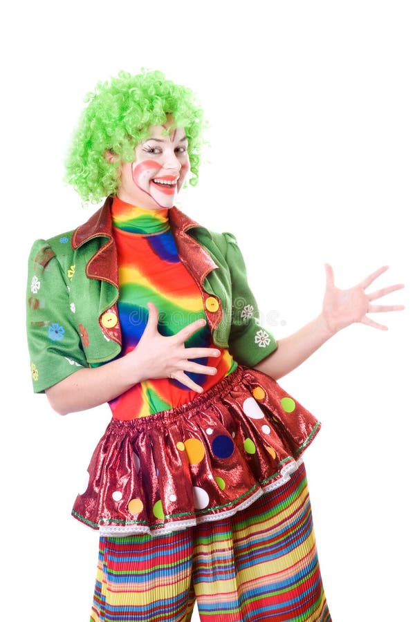 Portrait of Joyful Female Clown Stock Image - Image of character, adult ...