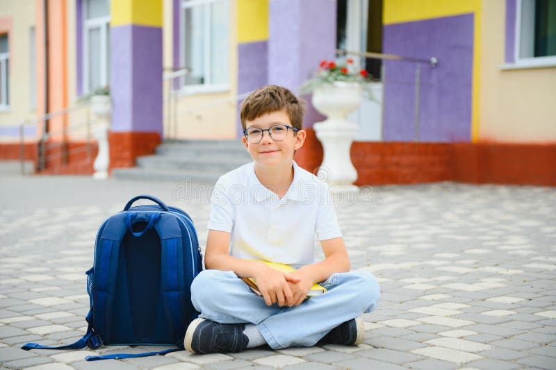 Portrait of a Junior High School Student Sitting and Reading a Book ...