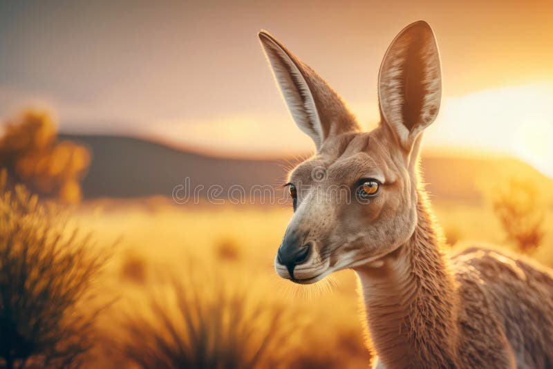 Portrait of a kangaroo. stock illustration. Illustration of furry ...