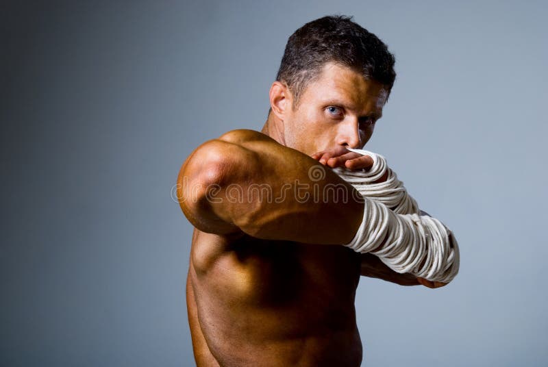 Portrait of a Kick Boxer in Fighting Stance Stock Image - Image of duke ...