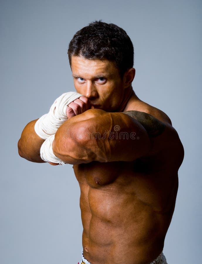 Kick-boxer in Fighting Stance Stock Image - Image of athlete, kick ...