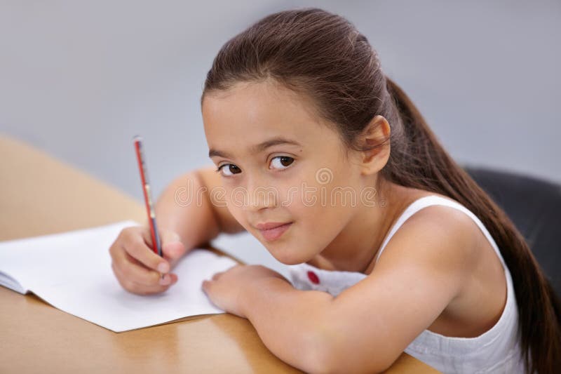 Portrait, Kid and Education of Student Taking Notes in Classroom for ...