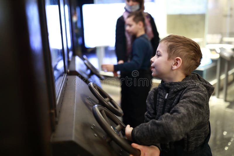 Kid Playing Car Simulator Game Stock Image - Image of excitement ...