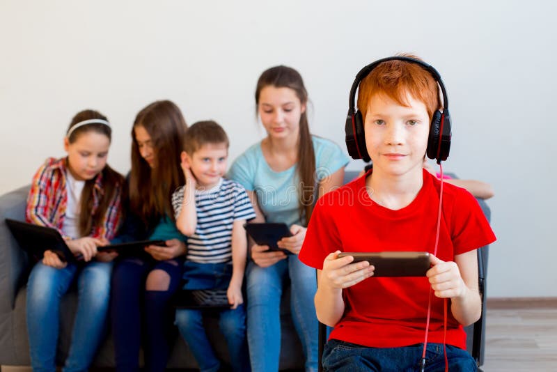 Kids Using Different Gadgets Stock Image - Image of cheerful, internet ...