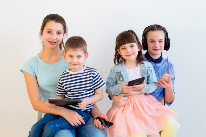 Kids Using Different Gadgets Stock Image - Image of gadget, child ...
