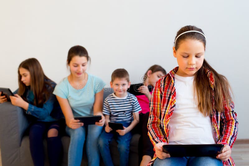 Kids Using Different Gadgets Stock Image - Image of cheerful, internet ...