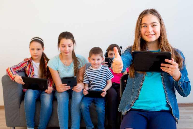 Kids Using Different Gadgets Stock Image - Image of cheerful, internet ...