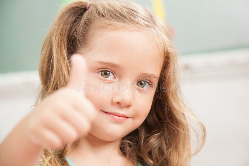 Portrait of a Kindergarten Girl Stock Image - Image of finger, portriat ...