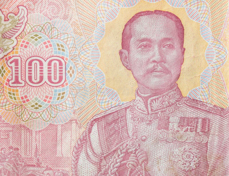 Portrait of the King on 100 Thai Baht Stock Image - Image of bank ...